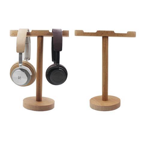 Detachable Wooden Headphone Headset Stand Double S Grandado