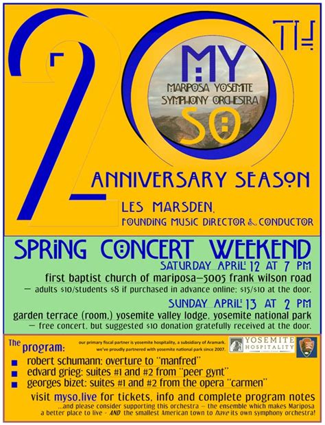 Dont Miss Mariposa Yosemite Symphony Orchestra 20th Anniversary Spring