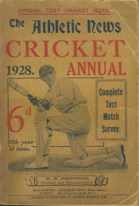 Athletic News Cricket Annual 1928 Cricket Annuals And Periodicals