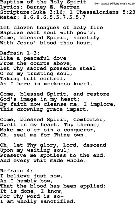 Baptism Of The Holy Spirit Baptism And Christening Hymns And Songs