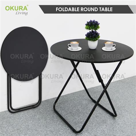 Okura 60cm 80cm Foldable Round Table Portable Dining Table Banquet