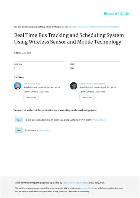 Pdf Real Time Bus Tracking And Scheduling System Using Wireless