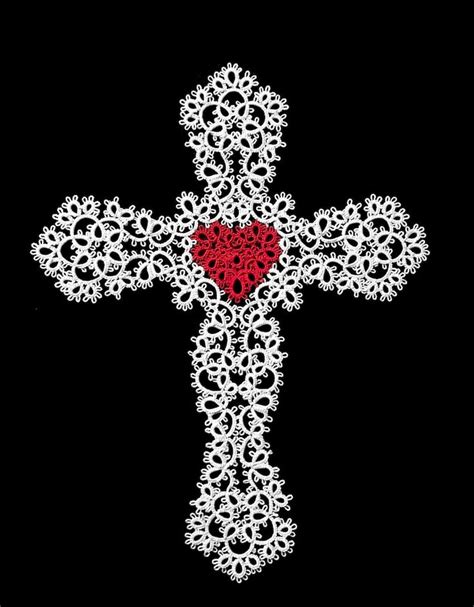 Pdf Shuttle Tatting Cross With Heart Pattern Etsy Modelli Da