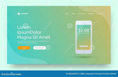 Responsive Landing Page Design With Futuristic Gadget Smartphone Stock