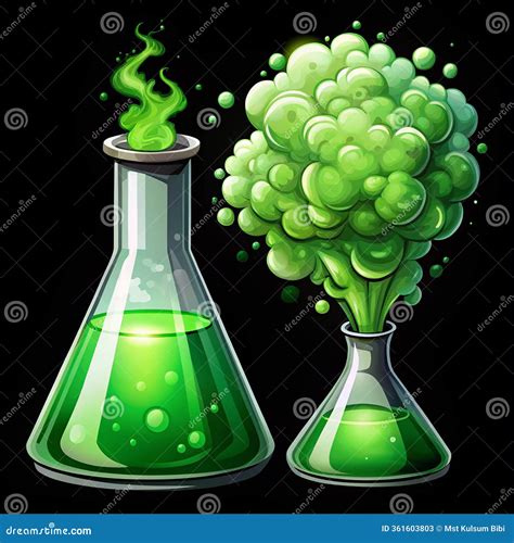 Chemical Reaction In Flask With Explosion And Smoke Clouds Stock