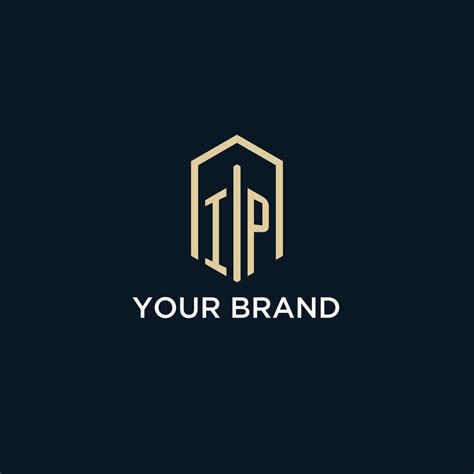 IP Initial Monogram Logo With Hexagonal Shape Style Real Estate Logo