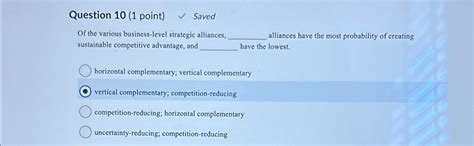 solved question 10 1 ﻿point ﻿savedof the various