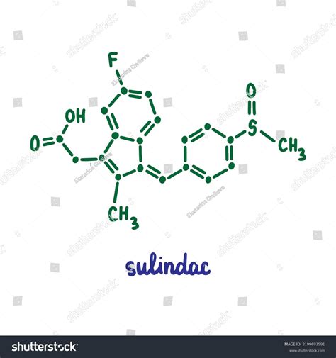 Sulindac Hand Drawn Vector Formula Chemical Stock Vector Royalty Free