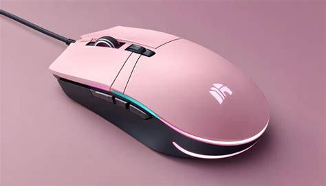 A Pink Computer Mouse With A Silver And Blue Logo Premium Ai