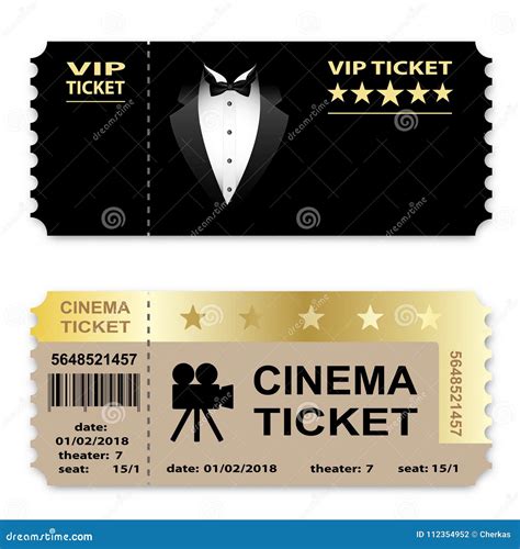 Cinema Business Vip Tickets Isolated On White Background Coupon Icon Stock Vector