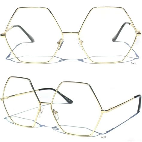 Large Pentagon Shape Clear Lens Glasses Classic Vintage Inspired Retro