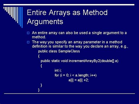 Arrays In Classes And Methods Facts About Arrays