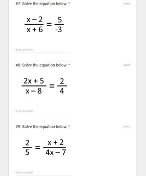 Algebraic Proportions Google Forms Homework By Lisa Davenport TPT