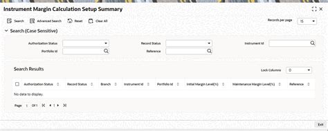Instrument Margin Calculation Setup Summary Screen Instrument Margin Calculation Setup Summary Screen
