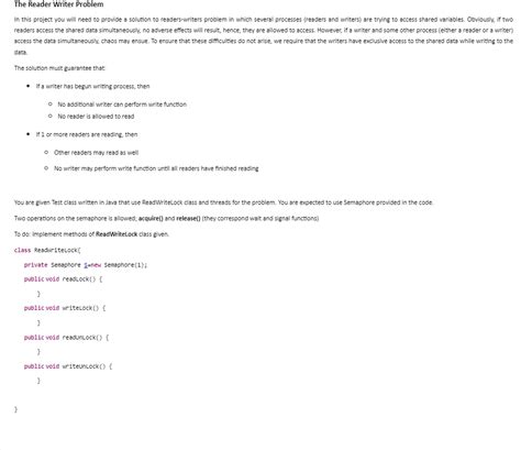Solved The Reader Writer Problemin This Project You Will