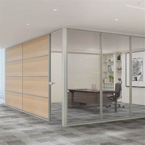 Office Partition Wall Soundproof Glass Partition With Blinds Xinda Clover