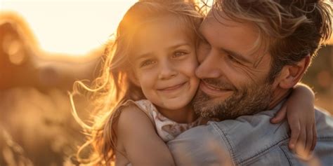 Premium Photo A Dad Hug His Daughter And Smiling