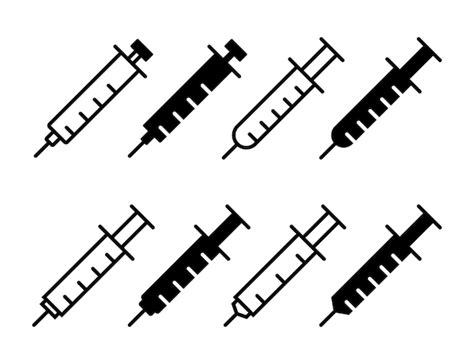 Icône De Seringue Définie Illustration Signe Et Symbole Dinjection