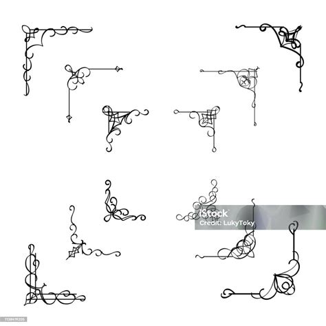 붓글씨 코너 프레임 디바이 더 요소 클래식 스타일 장식 테두리 장식 디자인 손 필기 서 예 고풍스런에 대한 스톡 벡터 아트 및 기타 이미지 고풍스런 골동품 꽃 식물