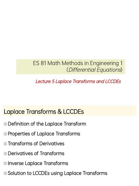 Laplace Transforms In Engineering Math Pdf Laplace Transform