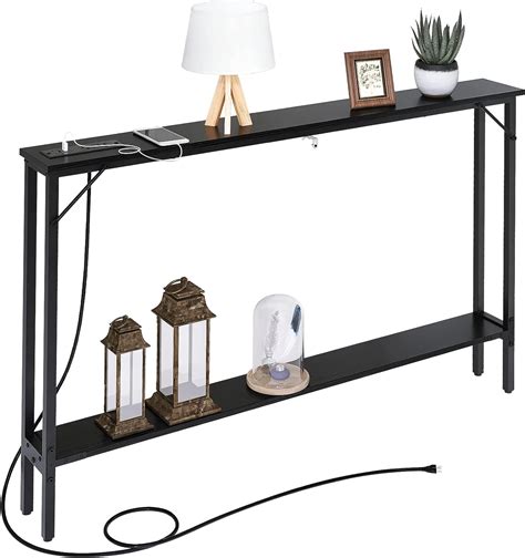 SAUCE ZHAN Sofa Table With Outlet And USB Port 47 Console Behind