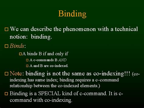 Binding Theory Describing Relationships Between Nouns Binding Theory
