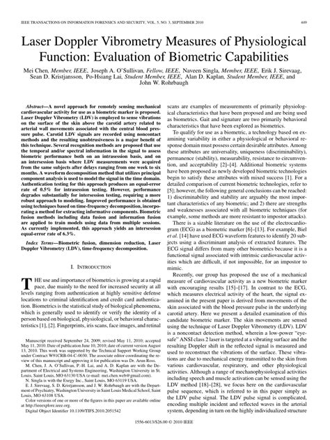 Pdf Laser Doppler Vibrometry Measures Of Physiological Function