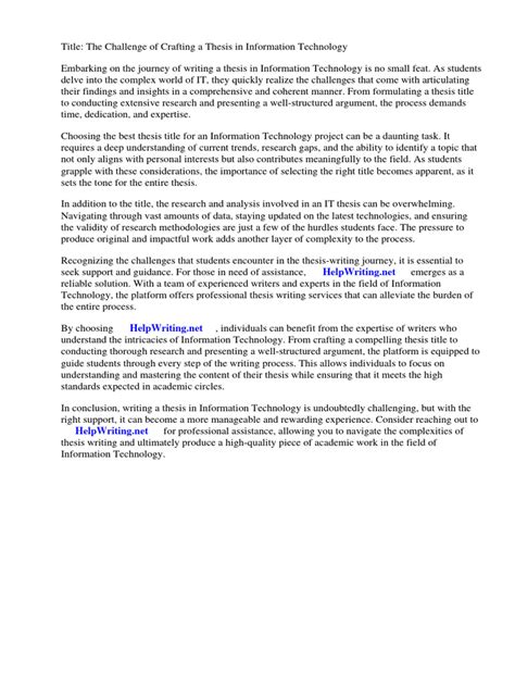 Best Thesis Title For Information Technology Pdf