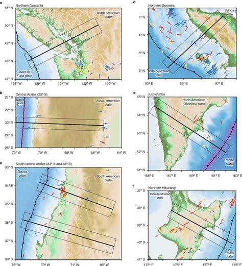 Map View Of The Convergent Margin Segments Studied Af Thick Black