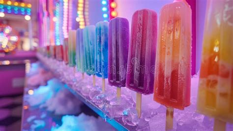 Colorful Popsicles On Ice In A Brightly Lit Setting Stock Image Image Of Cool Variety 357012563