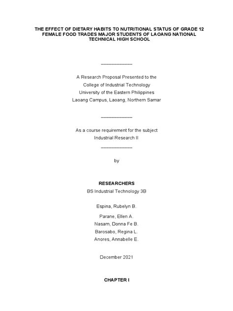 Effects Of Dietary Practices On Nutritional Status Of Grade 12 Female Food Download Free Pdf