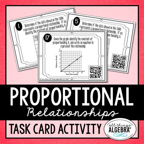 Proportional Relationships Given Tables And Graphs Task Cards All Things Algebra®