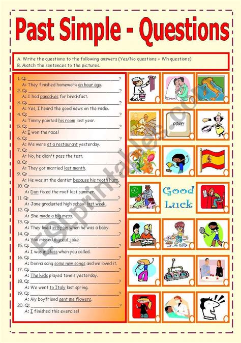 Past Simple Questions Exercises Telegraph