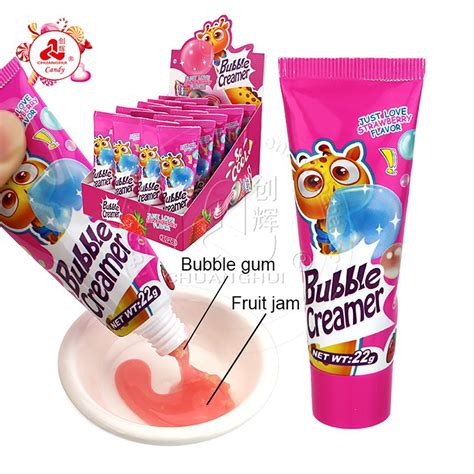 Fruit Flavor Toothpaste Shape Liquid Tube Chewing Bubble Gum Jam Candy