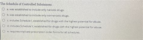 Solved The Schedule Of Controlled Substances A ﻿was
