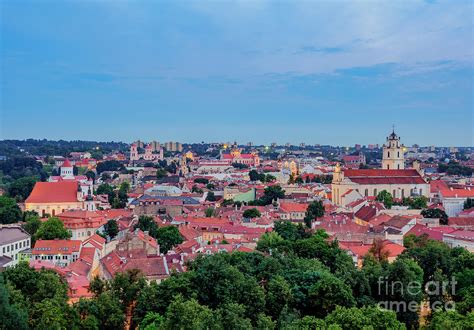 Old Town Skyline At Dusk Elevated View Vilnius Lithuania Photograph