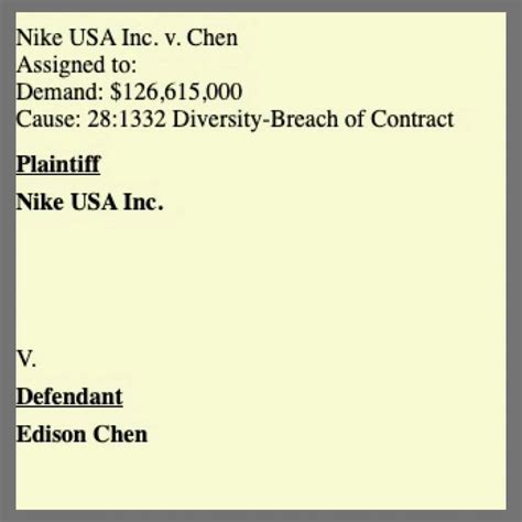 Nike Sues Edison Chen For 126k Contract Breach