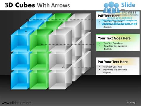 3d Cubes Building Blocks Stacked With Arrows Powerpoint Presentation Templates Ppt