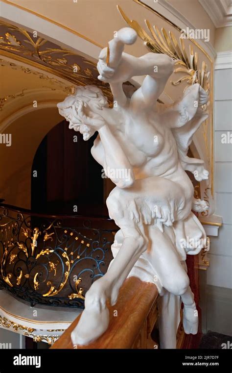 The Satyr With Pipe Statue Near Staircase In The Hall Of The Odessa