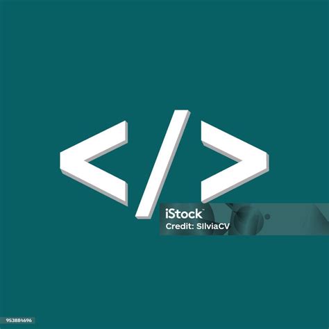 Html Kod Etiket Yeşil Simge Beyaz Whith Gölge Vektör Çizim Stok Vektör