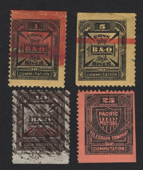United States 4 Telegraph Stamps F Vf Barneys United States