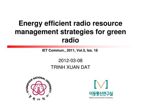 Ppt Energy Efficient Radio Resource Management Strategies For Green Radio Powerpoint