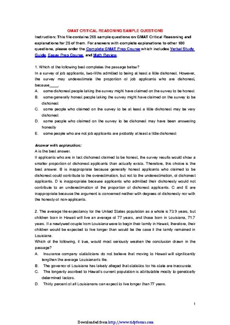 Gmat Sample Questions Template 2 Pdfsimpli
