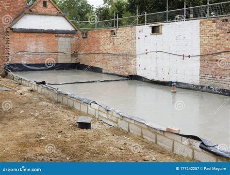 New Foundations Rebuild Of A Period House In Uk Stock Image Image Of