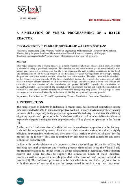 pdf a simulation of visual programming of a batch reactor
