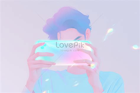 태블릿 컴퓨터를 들고 있는 남자 일러스트 무료 다운로드 Lovepik