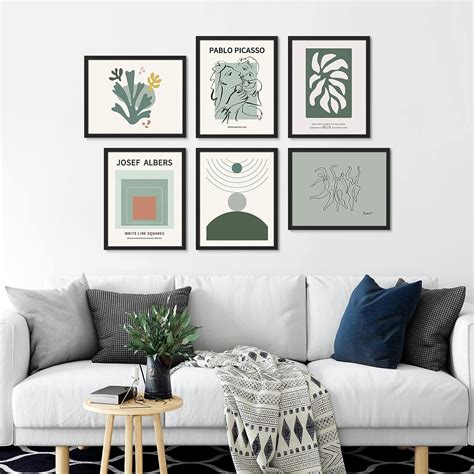 Signleader Framed Pablo Picasso Albers Mid Century Wall Art Set Of 6