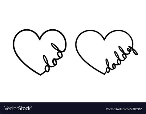 Dad Daddy Calligraphy Word With Hand Drawn Vector Image