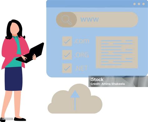 girl is uploading cloud data stock illustration download image now