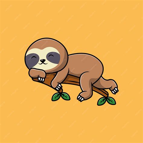 Premium Vector Cute Sloth Lazy On Tree Cartoon Vector Icons Illustration